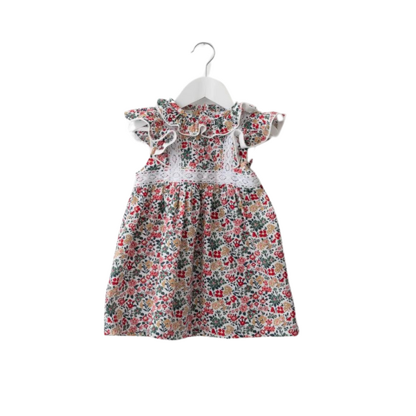 Smox Rox Ruby Dress - Pink and Holly Green Flowers, - Canterbury Kids