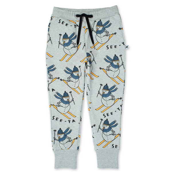 Minti Speedy Snowman Furry Trackies - Grey Marle - Canterbury Kids