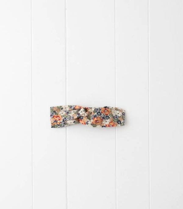 Smox Rox Gennie Knot Headband - Navy and Peach Floral - Canterbury Kids